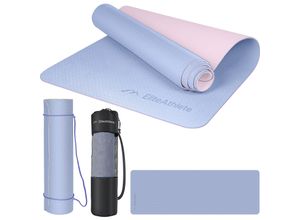 4260696120277 - EliteAthlete® Yogamatte - Sportmatte - Fitnessmatte - Gymnastikmatte gepolstert & rutschfest für Fitness Pilates - Yoga Matte - 183 cm x 61 cm x 06 cm - Trainingsmatte inkl Transportgurt + Tasche - Frosty