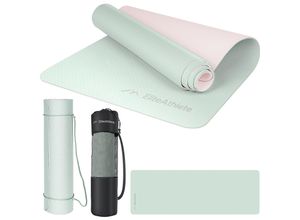 4260696120062 - EliteAthlete® Yogamatte - Sportmatte - Fitnessmatte - Gymnastikmatte gepolstert & rutschfest für Fitness Pilates - Yoga Matte - 183 cm x 61 cm x 06 cm - Trainingsmatte inkl Transportgurt + Tasche - Mint