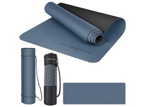 4270001275813 - EliteAthlete® Yogamatte - Sportmatte - Fitnessmatte - Gymnastikmatte gepolstert & rutschfest für Fitness Pilates - Yoga Matte - 183 cm x 61 cm x 06 cm - Trainingsmatte inkl Transportgurt + Tasche - Dunkelblau