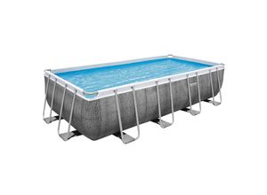 6942138987683 - Bestway® Power Steel™ Frame Pool Komplett-Set mit Filterpumpe 549 x 274 x 122 cm Rattan-Optik (Schiefergrau) eckig