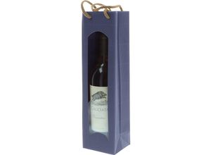 8057717930931 - Geschenktragetasche offene Welle mit Fenster für 1 Flasche blau ab 100 Stk ratioform