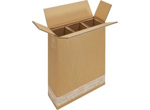 8057711830435 - Flaschenkarton Post DHL mit Kartoneinlage VE 10 Stk Innenmaße 305 x 110 x 369 mm für 3 Flaschen ab 10 VE ratioform