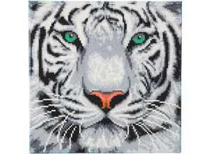 5055865485870 - Crystal Art Kit auf Holzrahmen-Leinwand - Weißer Tiger 30 x 30 cm mehrfarbig