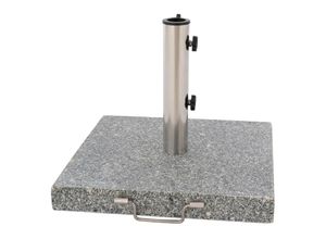 4051814392689 - Sonnenschirmständer 30kg Granit poliert grau eckig Edelstahl 45 x45 cm Griff