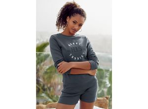 8961102832758 - HIS Sweatshirt blau Gr 40 42 für Damen Rundhals und Logostickerei Basic Nachhaltig