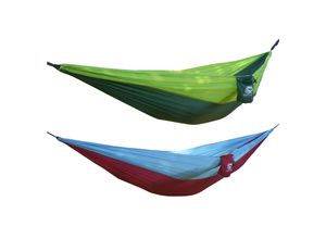 4260555820270 - OUTCHAIR Mini Reise Hängematte Hang Out Camping Wetterfest Nylon XL 780 g Leicht Farbe Grün dunkelgrün