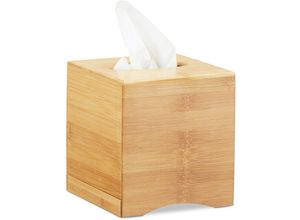 4052025221775 - Kosmetiktücherbox quadratisch Taschentuchbox Holz Kosmetikbox Bambus HxBxT 155 x 145 x 145 cm natur - Relaxdays