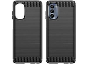 4252021380609 - Markenlos - Carbon Case Hülle kompatibel mit Motorola Moto G62 flexible Silikon Carbon Hülle schwarz - Schwarz