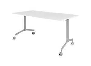 4032062177556 - HAMMERBACHER Mehrzwecktisch KF 16 weiß rechteckig T-Fuß-Gestell silber 1600 x 800 x 750 cm