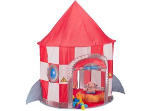 4052025423186 - Spielzelt Raketen-Design Kinderhöhle drinnen & draußen hd 130 x 100 cm Mädchen & Jungen Kinderzelt bunt - Relaxdays