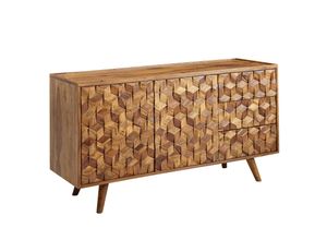 4251757710674 - Sideboard 138x76x45 cm Sheesham Massivholz Anrichte mit Türen & Schubladen Kommode Kommodenschrank Holz Modern Standschrank Wohnzimmer