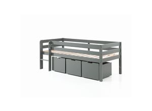 5420070239271 - Kojen-Spielbett mit Liegefläche 90 x 200 cm inkl Leiter Rolllattenrost und 3 Schubkästen Kiefer und MDF grau lackiert 5420070239271 - Kojen-Spielbett mit Liegefläche 90 x 200 cm inkl Leiter Rolllattenrost und 3 Schubkästen Kiefer und MDF grau lackiert