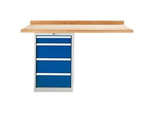 4250510804124 - Modulare Werkbank Select Anbaueinheit Buche Multiplexplatte bis 500 kg B 1500 x T 700 x H 840 mm Enzianblau ral 5010