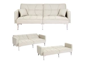 4057651626116 - Schlafsofa MCW-K65 Schlafcouch Bettsofa Gästebett Schlaffunktion Liegefläche 170x104 cm ~ Stoff Textil creme-beige