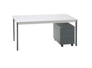 4061753276100 - eurokraft basic Komplettbüro SATO Schreibtisch + Rollcontainer 590 mm tief Rollcontainer mit 3 Schüben