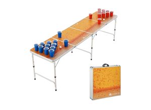 4262437180830 - Beer Pong Tisch Piwo - Bier Trinkspiel Set Becher Bälle - klappbar Bierpongtisch Beerpong Bierpong Spiel - Gelb Orange - Juskys