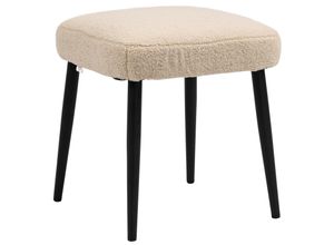 4255633528162 - Homcom - Fußhocker Sitzhocker Quadratischer Schminkhocker Fußstütze mit Kaschmir-Optik Stahlbeine für Wohnzimmer Schlafzimmer Beige 42 x 42 x 47