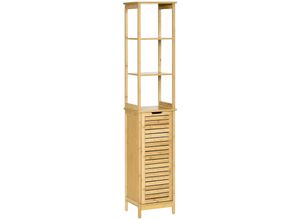 4251774956581 - Badezimmerschrank mit 3 Ablagen natur 25L x 34B x 30H cm badezimmerschrank badschrank mit 3 regaln schrank für badezimmer