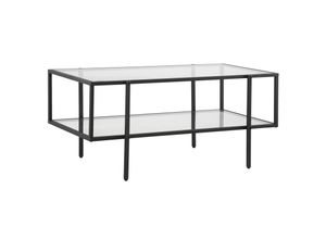 4251774961608 - Beistelltisch mit 2 Regalen transparent schwarz 100L x 55B x 455H cm beistelltisch mit 2 regalen couchtisch kaffeetisch schwarz