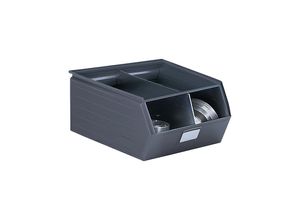 8697837505635 - Sichtlagerkasten aus Stahlblech LxBxH 700 x 450 x 300 mm mit Tragstab basaltgrau ab 10 Stk kaiserkraft