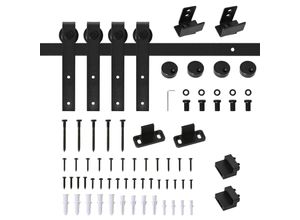 4251774918312 - Schiebetürsystem Geeignet für Schrank TV-Stände und mehr Schiebetür-Kit Geeignet für verschiedene Türpaneele Schwarz 200 x 06 x 18 cm (BxTxH) Einzelschiebetür Laufschiene Schiebetürbeschlag Beschlag