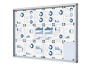 8595578316339 - SHOWDOWN Abschließbarer Schaukasten Magnetisch 138 (B) x 982 (H) cm Silber 18 x DIN A4