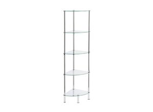 4251041644128 - Floordirekt - Glas-Eckregal Diana 5 Ebenen 30 x 30 x 134 cm - Silber