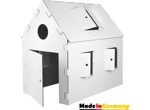 4059419143637 - Kinder Spielhaus Pappe Bastelkarton Haus Papphaus Karton Papier Kartonhaus Bastelkarton Papierhaus Playhouse Kinderhaus Indoor zum Anmalen Bemalen