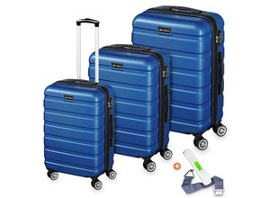 4054748019233 - Veska Hartschalenkoffer Kofferset Nizza 3 teilig mit TSA Zahlenschloss 4 Rollen ABS-Hartschale Reisekoffer Trolley Rollkoffer Koffer - königsblau