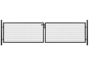 4024785444787 - TETZNER & JENTZSCH - Metall Doppeltor B4000 x H1000 mm inkl Pfosten + Beschlägen RAL7016 anthrazit