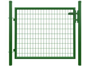 4024785444725 - TETZNER & JENTZSCH - Metall Einzeltor B1250 x H1000 mm inkl Pfosten + Beschlägen RAL6005 grün