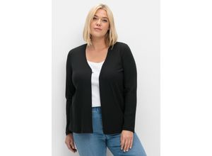 4063137020958 - Große Größen Gerippte Shirtjacke mit 1-Knopf-Verschluss schwarz Gr48 50