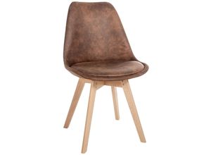 4251756499914 - Esszimmerstuhl Linares Kunststoff I Stoff I Samt I Cord I Lederoptik I Lehnstuhl Mit Holzgestell