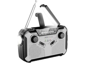 9004489430182 - Silva Schneider SOS 112 Outdoorradio UKW MW Notfallradio Akku-Ladefunktion Handkurbel Solarpanel Taschenlampe wiederaufladbar Schwarz Silber