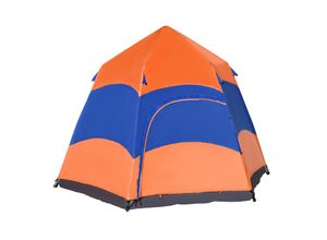 4250871267439 - Doppelwandzelt für 5–6 Personen orange blau 280 x 280 x 170 cm (LxBxH) Kuppelzelt Quick-Up-Zelt Familienzelt Campingzelt