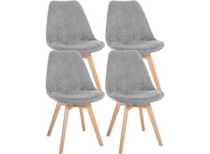 4255716313531 - 4er Set Esszimmerstuhl Linares Kunststoff I Stoff I Samt I Cord I Lederoptik I Lehnstuhl Mit Holzgestell
