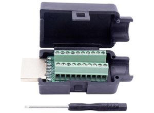 4053199961351 - T1904C104 HDMI-Steckverbinder Stecker Einbau vertikal Polzahl (num) 20 Schwarz 1 s - Tru Components