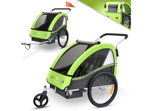 4260729118493 - KESSER® Kinderanhänger Fahrradanhänger Sport-RX 2 in 1 Joggerfunktion Kinderfahrradanhänger + 5-Punkt Sicherheitsgurt 360°-Vorderrad Jogger Buggy Fahrrad Anhänger für 1 bis 2 Kinder max 40kg