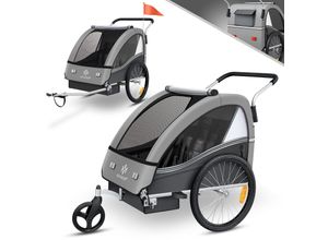 4260729118509 - KESSER® Kinderanhänger Fahrradanhänger Sport-RX 2 in 1 Joggerfunktion Kinderfahrradanhänger + 5-Punkt Sicherheitsgurt 360°-Vorderrad Jogger Buggy Fahrrad Anhänger für 1 bis 2 Kinder max 40kg