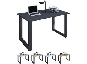 4051814433030 - Holz Schreibtisch Computertisch Lona U Alu Silber (Farbe Anthrazit Ausführung H 76 x B 140 x T 80 cm)