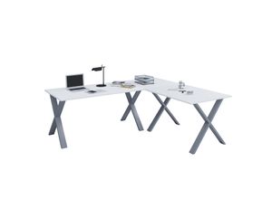 4051814398513 - Eckschreibtisch Schreibtisch Computer Winkeltisch Lona T 80 cm X Silber