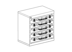 4061753008503 - eurokraft pro Turm für Sortimentskoffer aus Stahlblech HxBxT 434 x 416 x 256 mm für 5 Koffer Höhe 66 mm