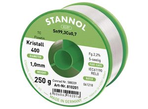 4006062106755 - Ecology tc Lötzinn bleifrei Spule Sn993Cu07 REL0 250 g 1 mm - Stannol