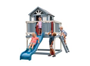 0752113102323 - Backyard Discover Spielhaus Beacon Heights mit blauer Rutsche Sandkasten & Veranda Stelzenhaus in Blau & Weiß aus Holz für Kinder Spielturm für den