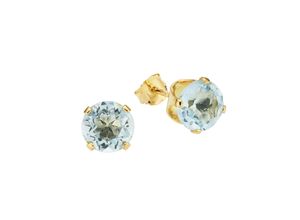 4006046327053 - Paar Ohrstecker FASCINATION BY ELLEN K Gold 585 Blautopas (beh) 7mm Ohrringe Gr ONE-SIZE Gold gelb (gelb blau) Damen Ohrstecker