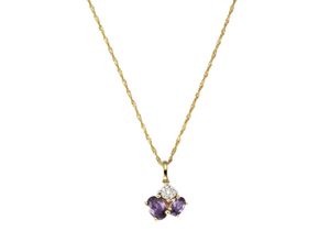 4006046305013 - Kette mit Anhänger FASCINATION BY ELLEN K Gold 375 Amethyst + Zirkonia Halsketten Gr 43cm Gold Länge 43 cm Breite 100 mm gelb (gelb lila) Damen Ketten mit Anhänger