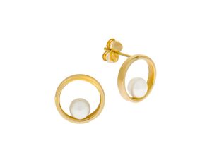 4006046345880 - Paar Ohrstecker FASCINATION BY ELLEN K Gold 375 Perle weiß 45mm Ohrringe Gr ONE-SIZE Gold gelb (gelb weiß) Damen Ohrstecker