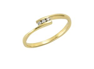 4006046378185 - Fingerring 585 Gold 3x Brillant zus 006ct Fingerringe Gr 060 (191) 006 ct SI = kleine Einschlüsse Gold gelb (gelb weiß) Damen Fingerringe