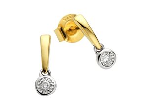 4006046307680 - Paar Ohrstecker DIAMONDS BY ELLEN K 375 Gold zweifarbig 2x Brillant 003ct Ohrringe Gr ONE-SIZE 003 ct P1 = bei 10-facher Vergrößerung erkennbare Einschlüsse Gold gelb (gelb weiß) Damen Ohrstecker