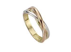 4006046369541 - Fingerring FASCINATION BY ELLEN K Gold 333 dreifarbig Fingerringe Gr 062 (197) Gold bunt (mehrfarbig) Damen Fingerringe Handschmuck (Ringe)